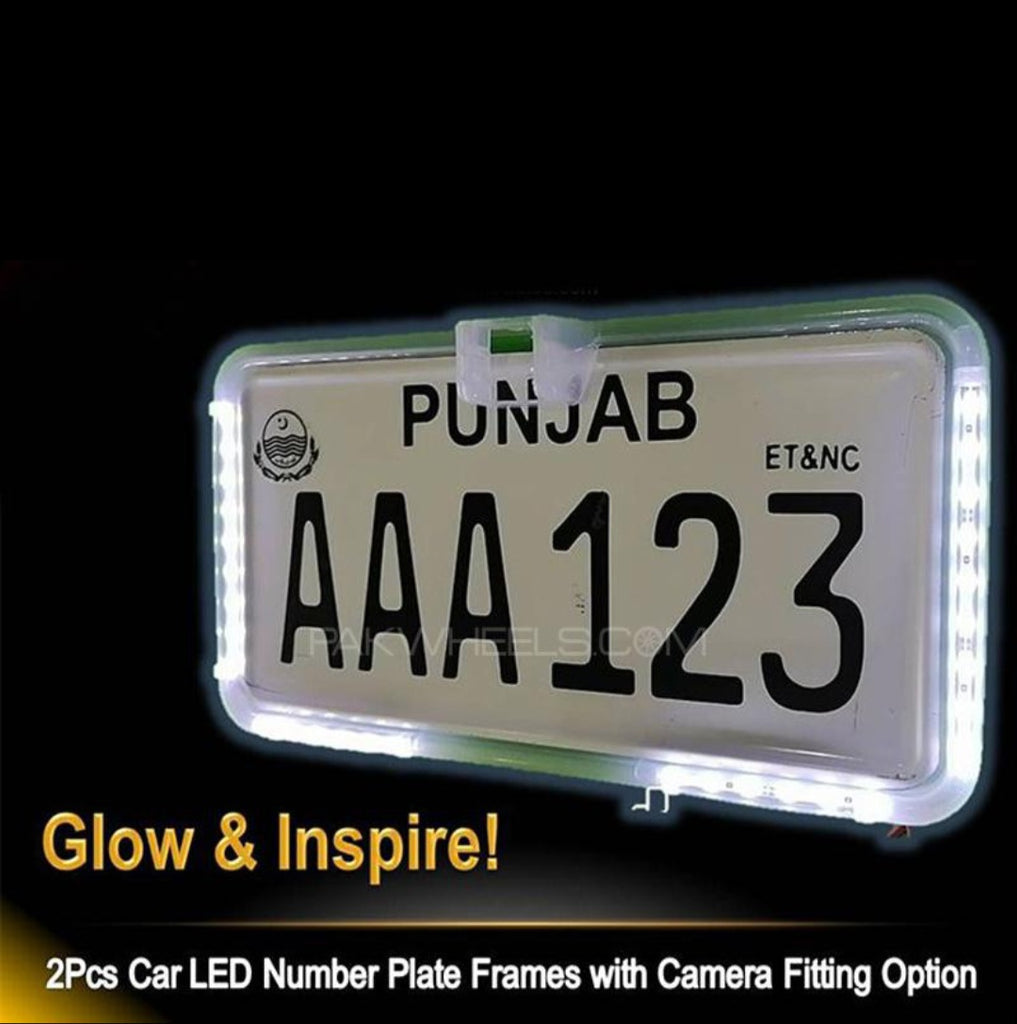 Car LED Number Plate Frame With Camera Mount 2pc – New Modern Auto